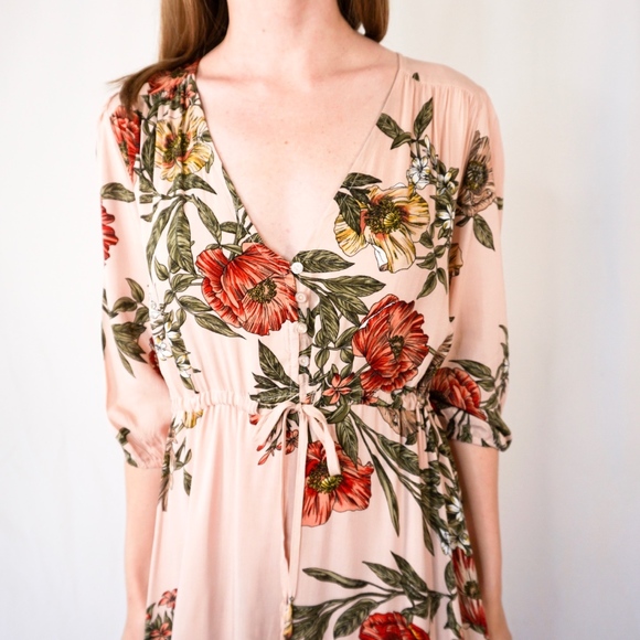 Jaase | Dresses | Jaase Floral Print Pink Tessa Slit Maxi Dress | Poshmark